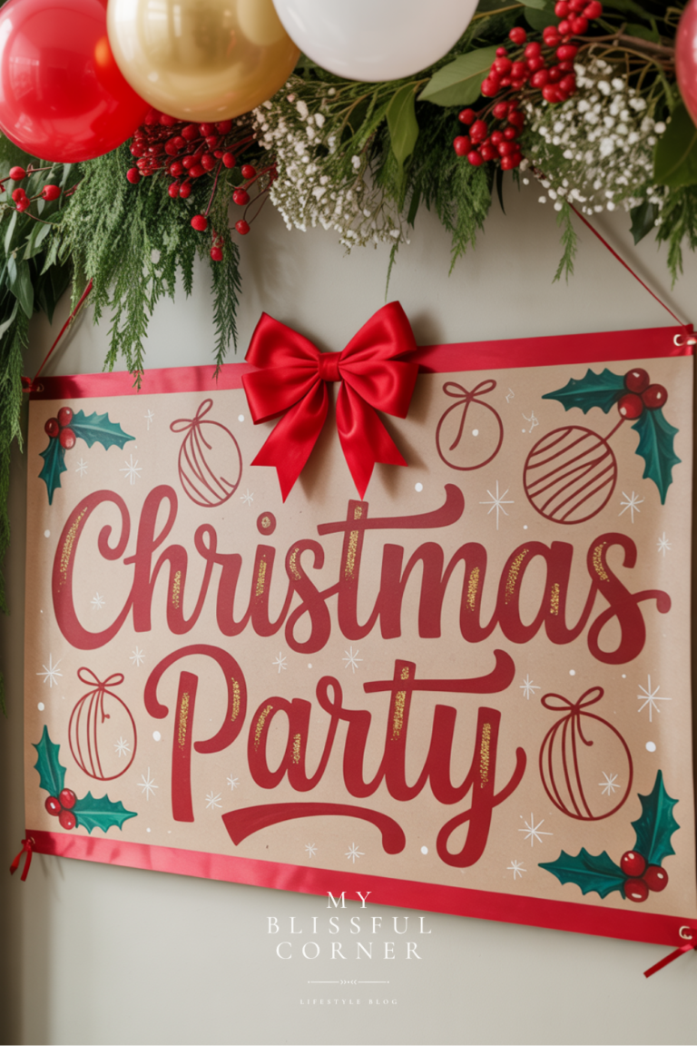 This DIY Christmas Party Backdrop Is the Real Showstopper - My Blissful ...