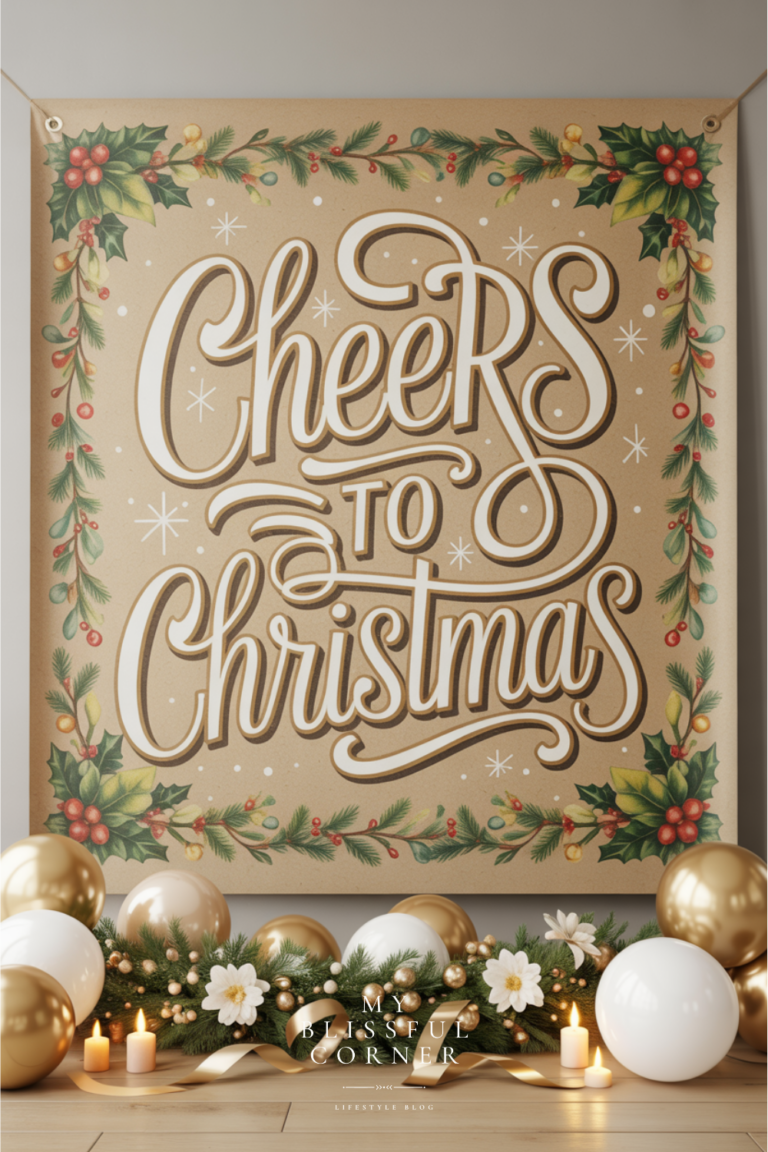 This DIY Christmas Party Backdrop Is the Real Showstopper - My Blissful ...